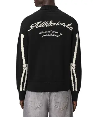 ALLSAINTS Adrian Skeleton Graphic Zip Sweater