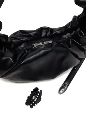 DIESEL® Large Hobo Bag With Metallic Buckle Detail - Black