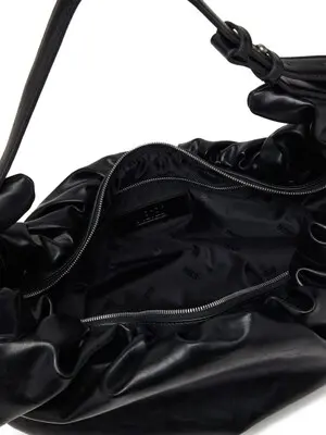 DIESEL® Large Hobo Bag With Metallic Buckle Detail - Black