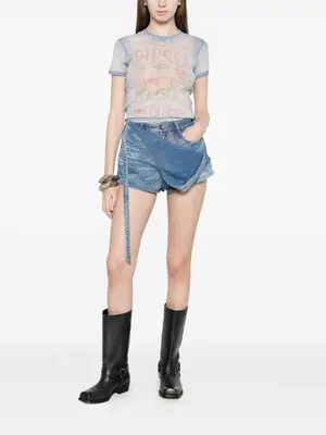 DIESEL® Cotton T-shirt With Floral Print - Blue