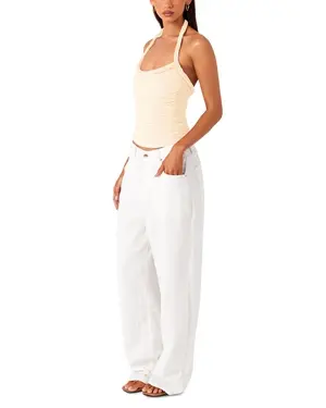 SNDYS. Gianna Ruched Halter Top - Vanilla