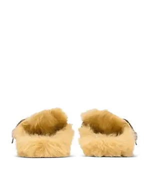 Balmain Calfskin Faux Fur Lined Mules