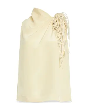 Altuzarra Alden Silk Top With Draping And Fringe Detail