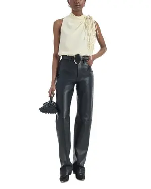 Altuzarra Alden Silk Draped Top With Fringe Detail - Macadamia