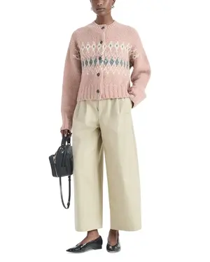 Altuzarra Haven Wool Button Front Sweater With Geometric Print