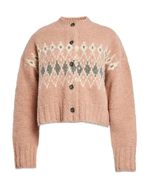 Altuzarra Haven Wool Button Front Sweater With Geometric Print