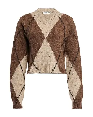 Altuzarra Argyle V-neck Sweater - Cocoa