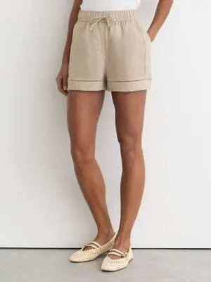 REISS Riley Linen Ladder-embroidered Shorts - Neutral