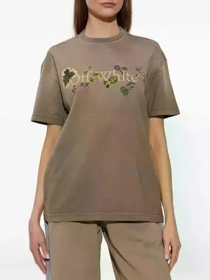 Off-White Floral Logo Print Cotton T-shirt