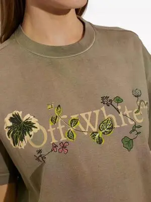 Off-White Floral Logo Print Cotton T-shirt