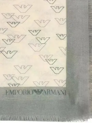 Emporio Armani Monogram-print Frayed Scarf