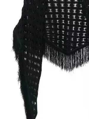 ELOU Fringe-trimmed Open-knit Sarong - Black