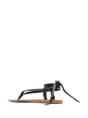 Brunello Cucinelli Ankle-tie Flat Leather Sandals