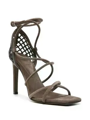 Brunello Cucinelli 110mm Monili-embellished Suede Sandals