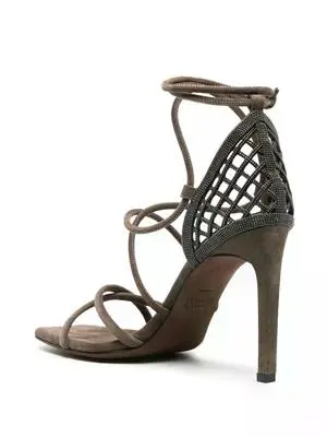 Brunello Cucinelli 110mm Monili-embellished Suede Sandals
