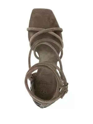 Brunello Cucinelli 110mm Monili-embellished Suede Sandals