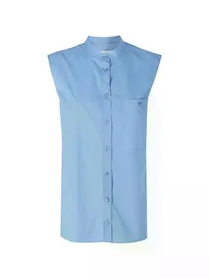 SOLOTRE Sleeveless Front Button Top With Chest Pocket