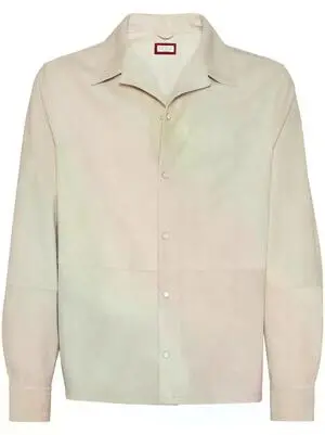 Brunello Cucinelli Press-stud Suede Overshirt - Neutrals