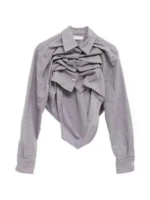 AUGUST BARRON Draped Gingham Shirt