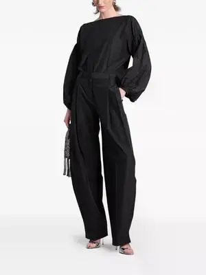 Andamane The Attico Tracy Pleated Wide-leg Trousers - Black