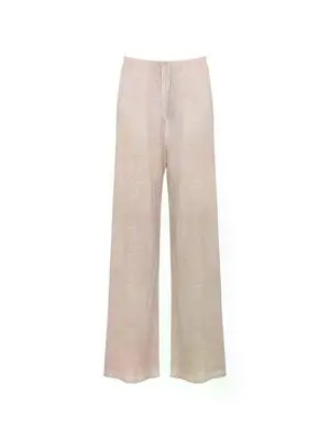 Avant Toi Beige Linen Metallic Finish Palazzo Pants