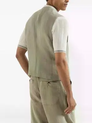 Brunello Cucinelli Linen Micro Chevron Waistcoat