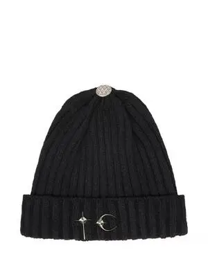 THUG CLUB Embroidered Ribbed-knit Beanie Hat - Black