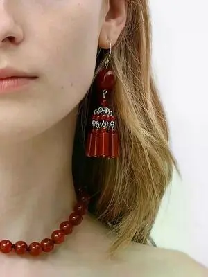 SOPHIE BUHAI Flamenco Carnelian Tassel Earrings - Silver