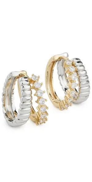 LUV AJ Sierra Split Huggy Earrings - Two-tone