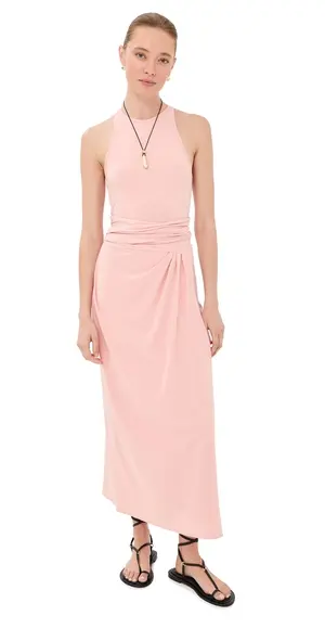 Another Tomorrow Sleeveless Wrap Midi Dress