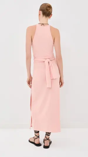 Another Tomorrow Sleeveless Wrap Midi Dress