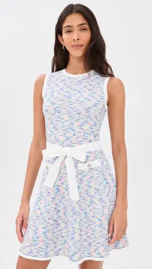 Shoshanna Textured Knit Sleeveless Mini Dress With Belt