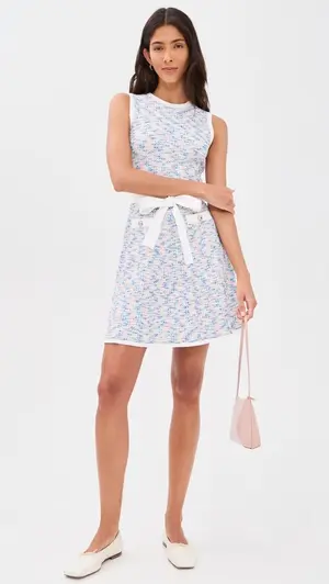 Shoshanna Textured Knit Sleeveless Mini Dress With Belt