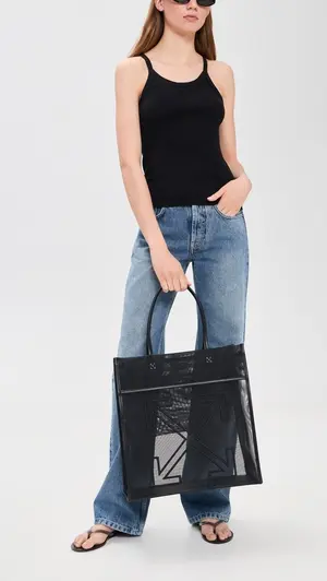 Off-White Mesh Market Tote Bag - Black