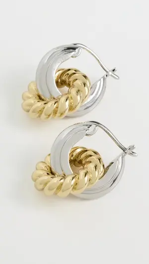 LUV AJ Two-tone Rope Interlock Hoop Earrings - Silver