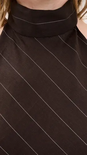 Helmut Lang Halter Scarf Top With Turtle Neck And Stripe Print