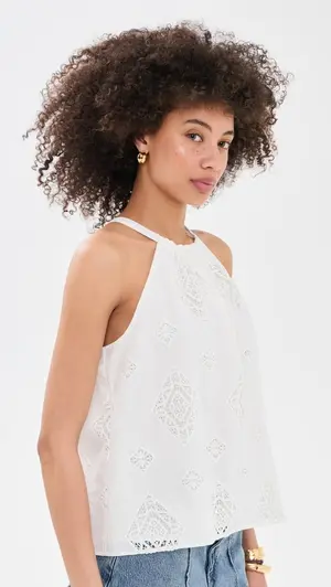 Ba&sh Embroidered Lace Halter Maxi Top