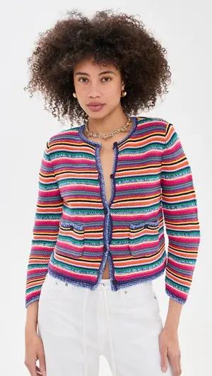 Ba&sh Fanny Striped Knit Cardigan