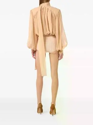 Elisabetta Franchi Silk Georgette Bodysuit With Sash Detail