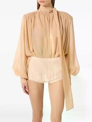 Elisabetta Franchi Silk Georgette Bodysuit With Sash Detail