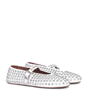 Alaïa Embellished Lambskin Ballet Flats - White