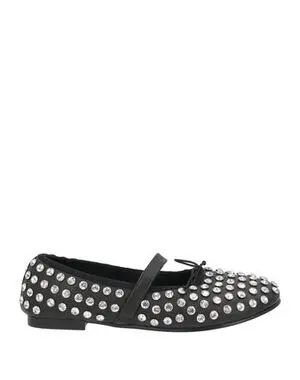 Maje Ballet Flats Leather With Crystal Embellishments