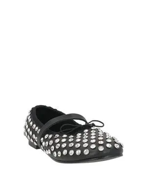Maje Ballet Flats Leather With Crystal Embellishments