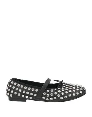 Maje Ballet Flats Leather With Crystal Embellishments