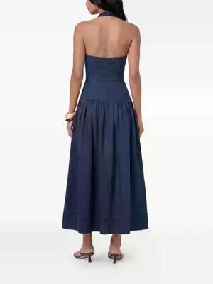 NICHOLAS Vivianne Halter-neck Gathered Midi Dress