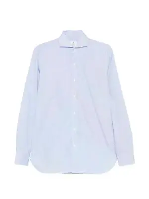 LUIGI BORRELLI Micro-check Cotton Shirt - Blue