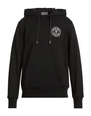 Versace Embroidered Logo Cotton Hoodie - Black