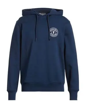 Versace Embroidered Logo Cotton Hoodie - Navy