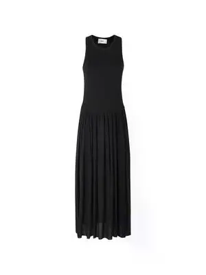 SOLOTRE Gathered Maxi Dress - Black