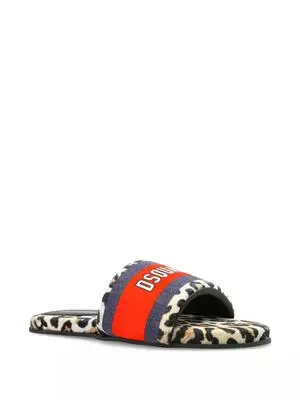 Dsquared2 Leopard Print Logo Patch Sandals